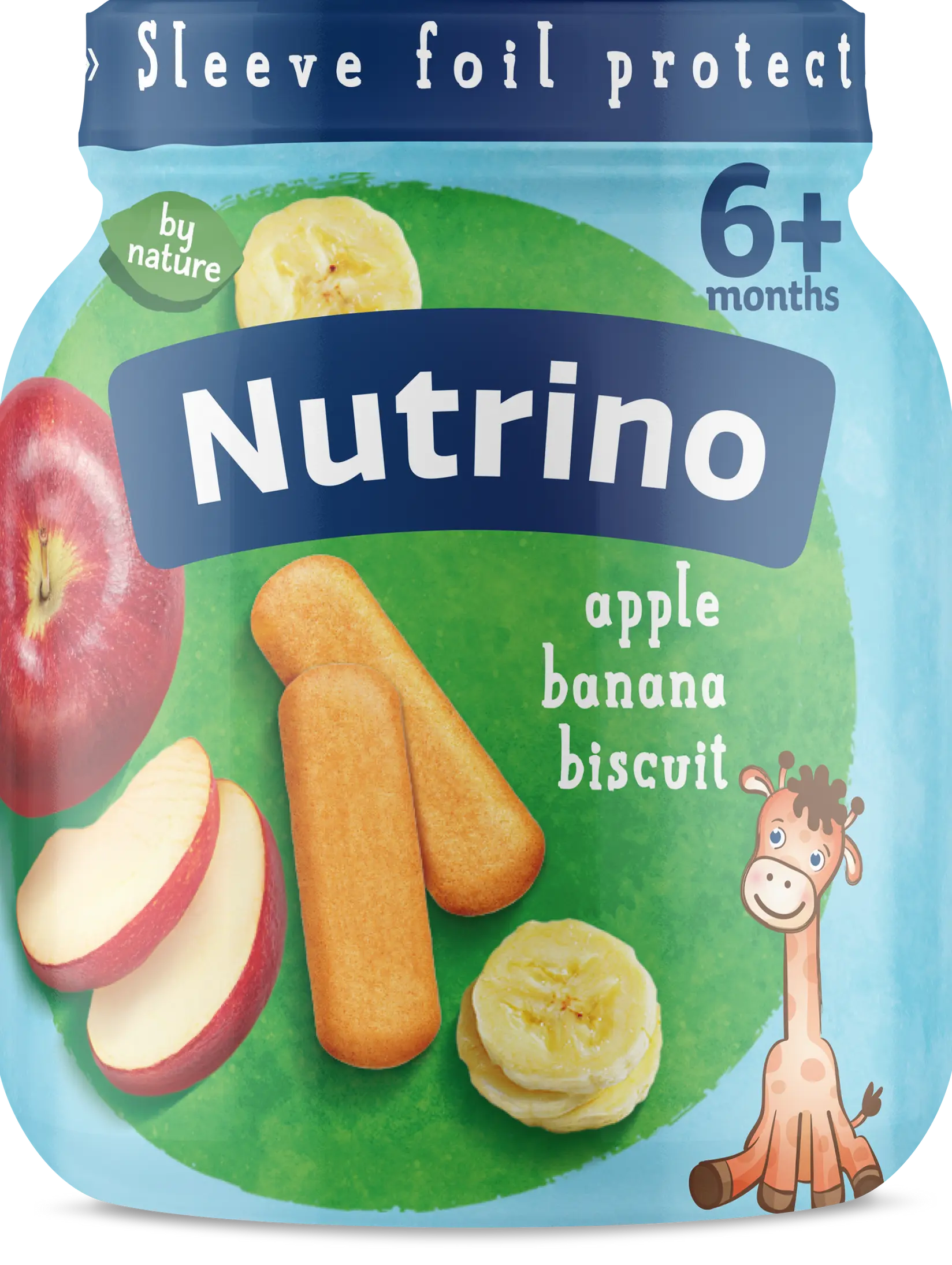 Nutrino Pire od voća, Jabuka i banana sa keksom, 125g