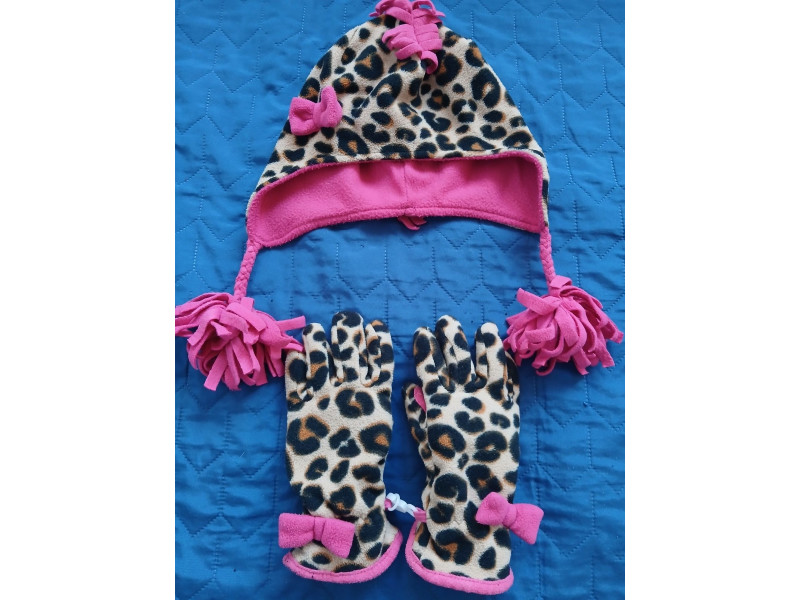 Jumping Beans leopard komplet kapa i rukavice, 4-6