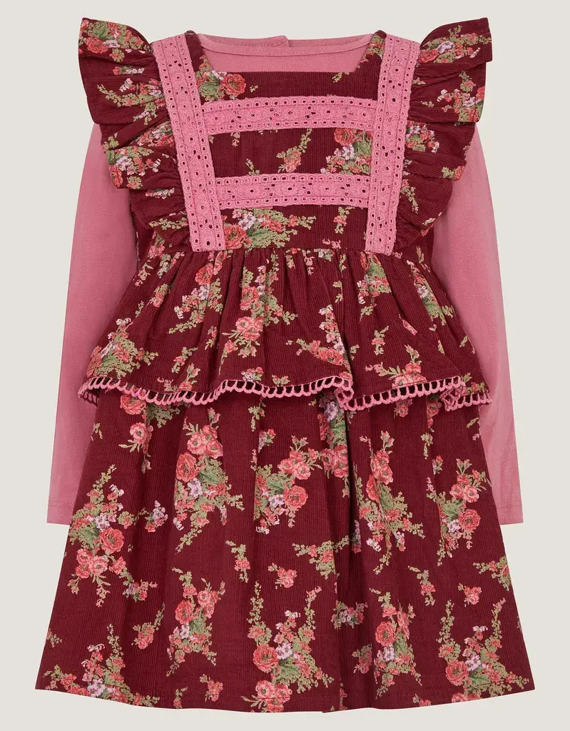 Monsoon Children Komplet majica i haljina za decu, Bordo-roze