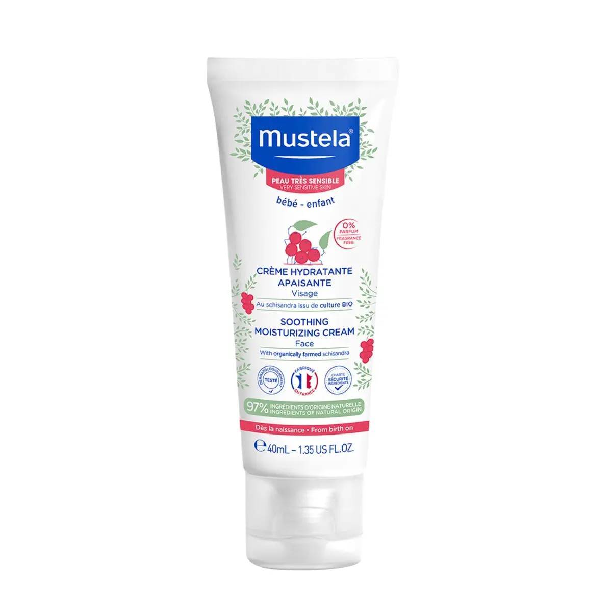 Mustela Umirujuća hidrantna krema za lice za bebe, 40 ml