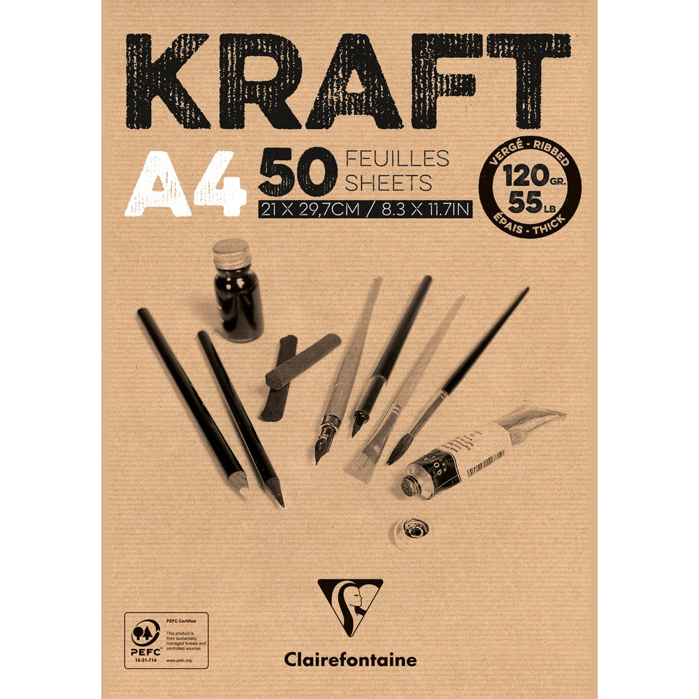 Clairefontaine kraft blok lepljeni – 120 g 50L A4