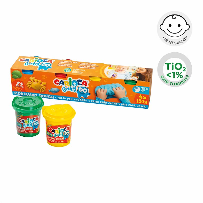 Carioca masa za modelovanje Baby Do 1+, 150 g, miks boja – 4 ×