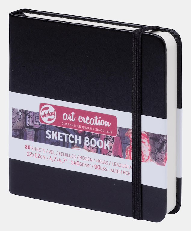 Skicen blok Royal Talens Art Creation crni 12 x 12 cm, 140 g, 80 listova