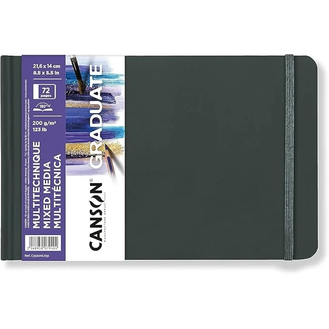 Skicen blok Canson Graduate Art Book Mix Media 200 g/m², 72 lista, 14 x 21,6 cm, tvrd povez