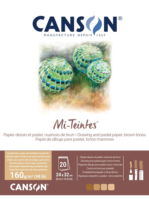 Blok papira u boji CANSON Mi-Teintes 160 g/m² 24 x 32 cm Earth - 20 listova