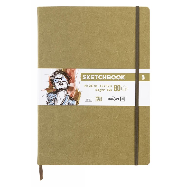Blok za skiciranje DARWI Khaki A4, 140 g/m², 80 listova