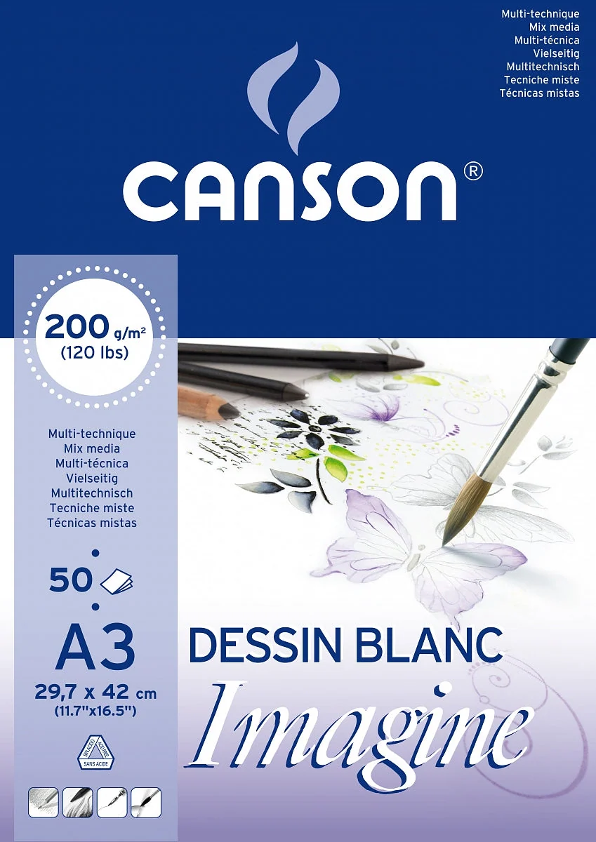 CANSON Imagine blok za miks medije 200 g/m² A3 - 50 listova