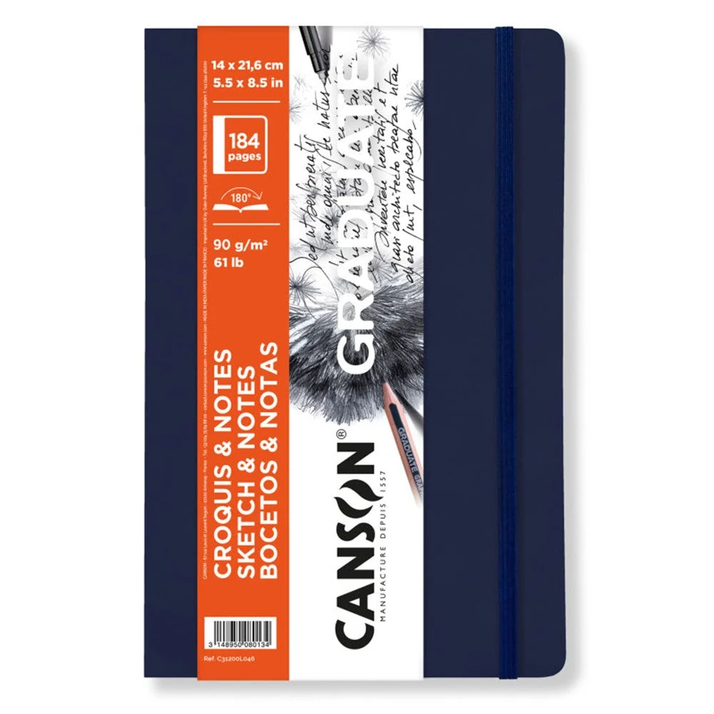 Blok za skiciranje CANSON Graduate Art Book 90 g/m² – 184 lista, 14 x 21,6 cm, teget meki povez
