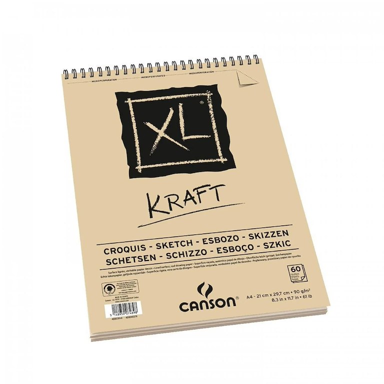 Canson XL Kraft blok za skiciranje 90 g/m² 60 listova A4 sa spiralom