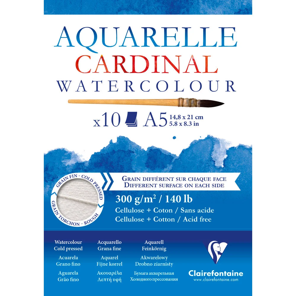 Akvarel blok Clairefontaine Cardinal 300 g/m² – 10 listova – / A4