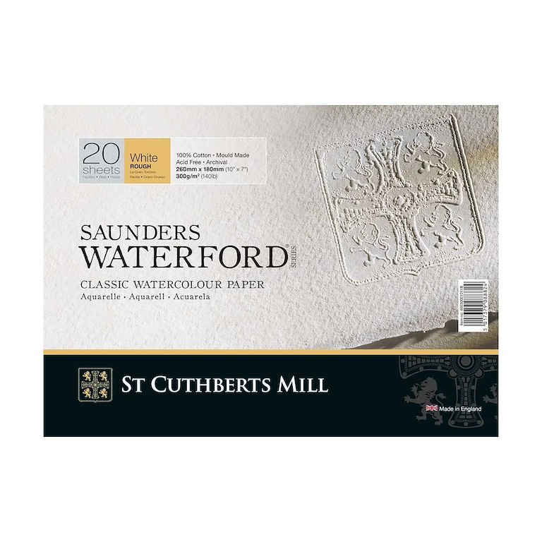 Akvarel blok St Cuthberts Mill Saunders Waterford Rough 300 g/m² 26 × 51 cm – 20 listova – 26 × 18 cm
