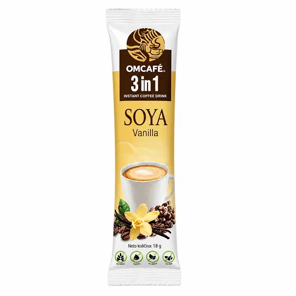 OM CAFFE 2 u 1 Posna instant kafa sa sojinim mlekom i vanilom 18g