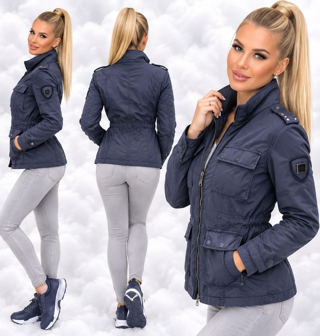 Ženska jakna – tamnoplava, vojničkog/utility stila - Moderan dizajn