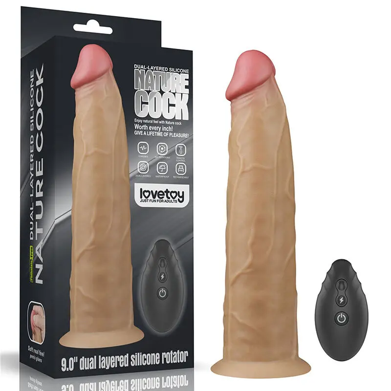 Dildo Dual Layered Platinum, Rotirajući, 23cm, Boja kože