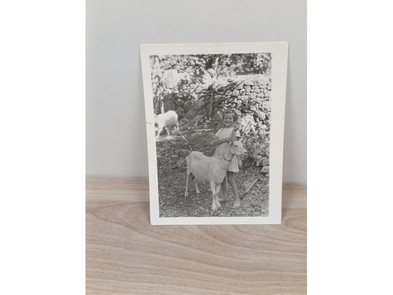 Vintage fotografija devojčica s kozom