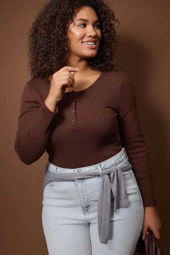 Trendyol Curve Ženska bluza Tbbaw23Af00030, Smeđa