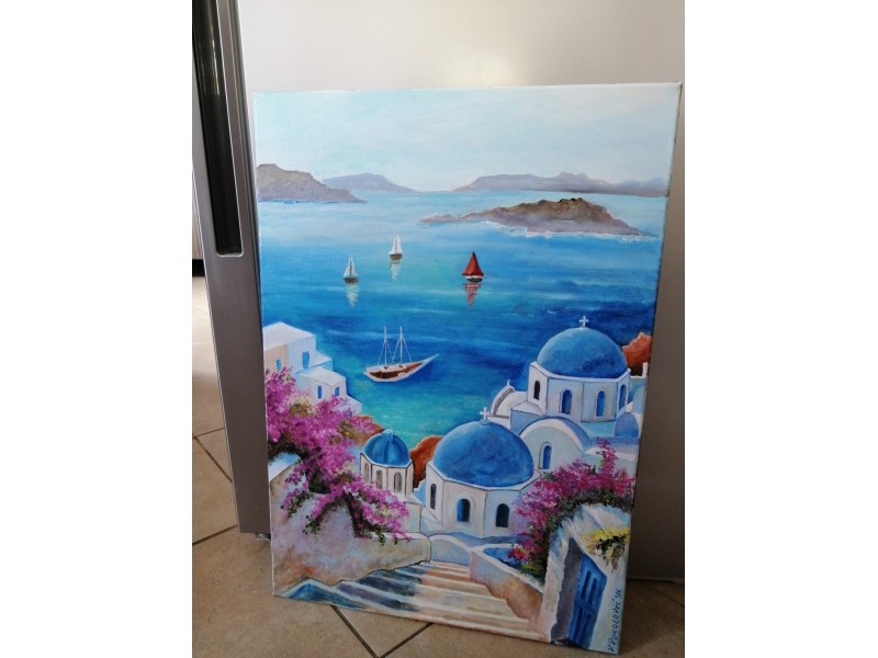 Santorini, akril na platnu, 40x60cm