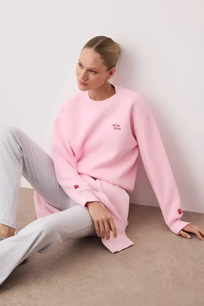 Trendyol Milla ženski duks Twoaw26Sw00200, svetlo roze-roze