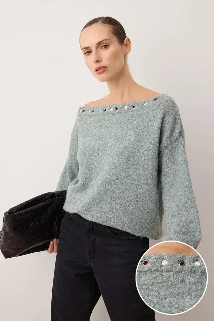Trendyol Milla ženski duks Twoaw26Kz00273, mint-siva