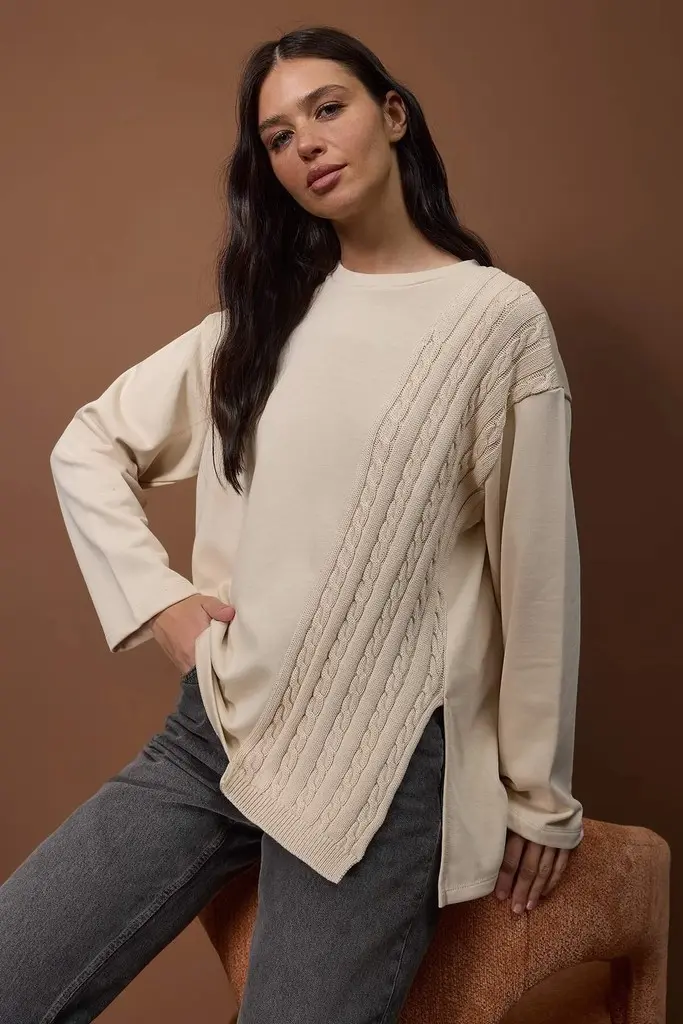 Trendyol Milla ženski duks Twoaw26Sw00076, Bež - Kameni