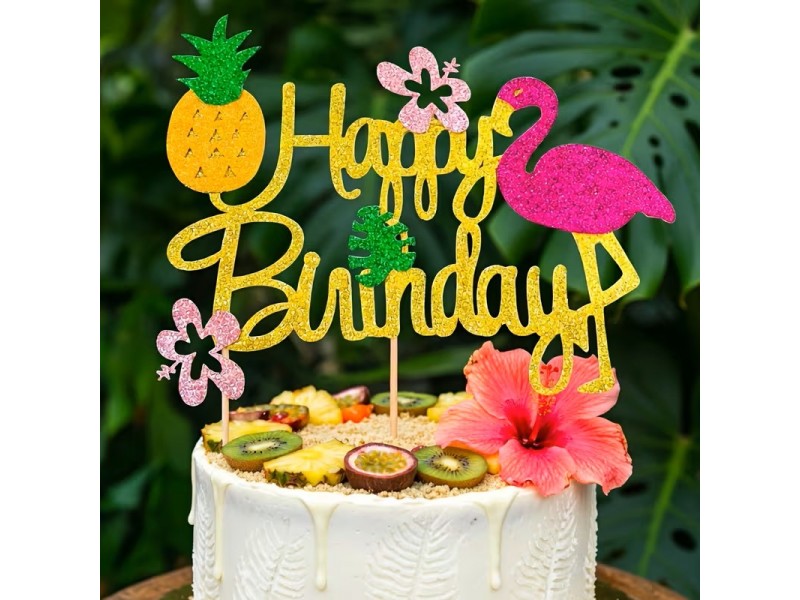 Happy Birthday toper za tortu Flamingos NOVO
