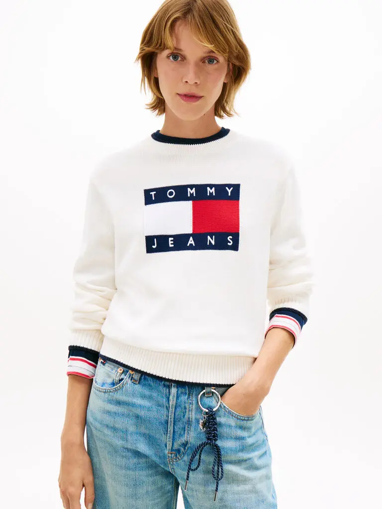 Tommy Jeans Ženski džemper DW0DW22316, Beli