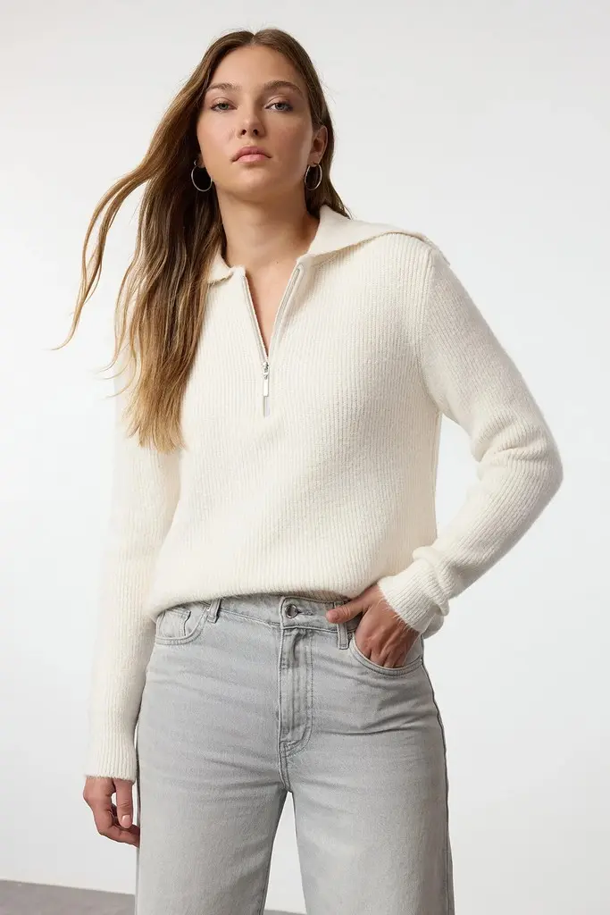 Trendyol Milla ženski duks Twoaw25Kz00011, Ecru-Ecru
