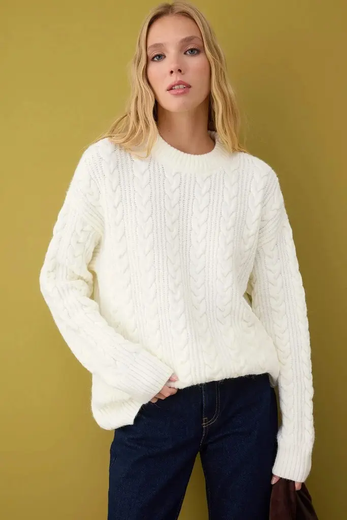 Trendyol Milla ženski duks Twoaw26Kz00135, Bone-Ecru