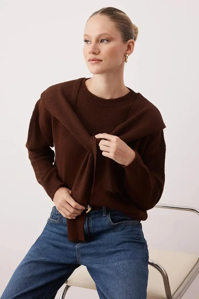 Trendyol Milla ženski duks Twoaw26Kz00166, braon-braon