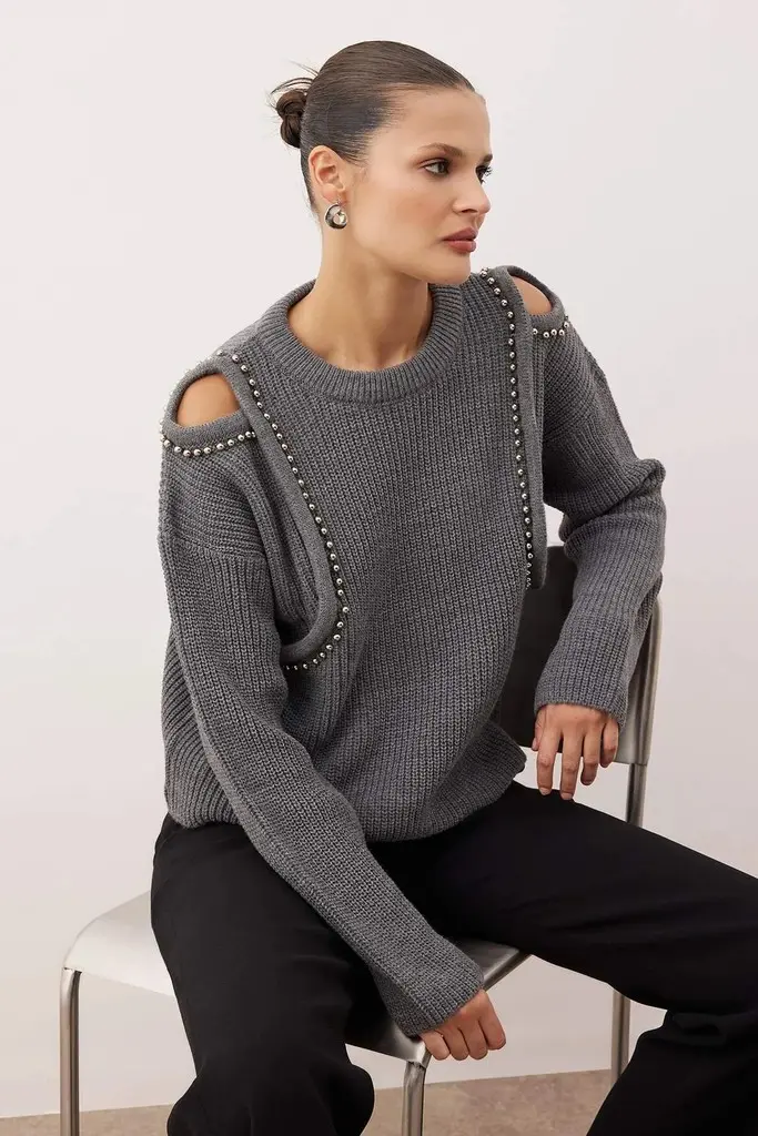 Trendyol Milla ženski duks Twoaw26Kz00185, antracit-siva