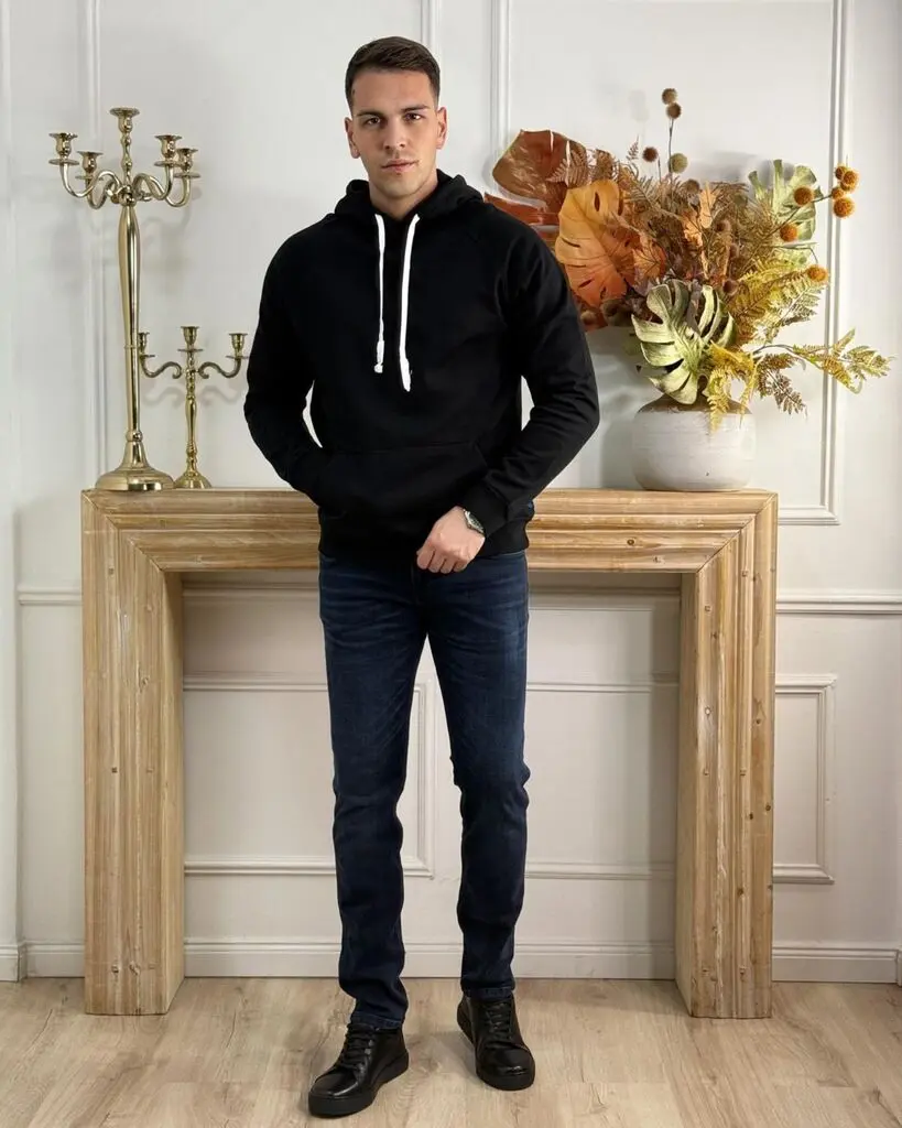 Squareonline Muški duks sa kapuljačom, Crni