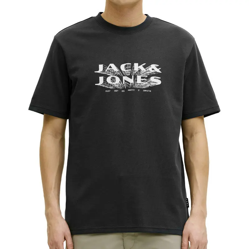 Jack & Jones Muška majica Jcofusion Jj Branding Tee Ss Crew Neck, Crna