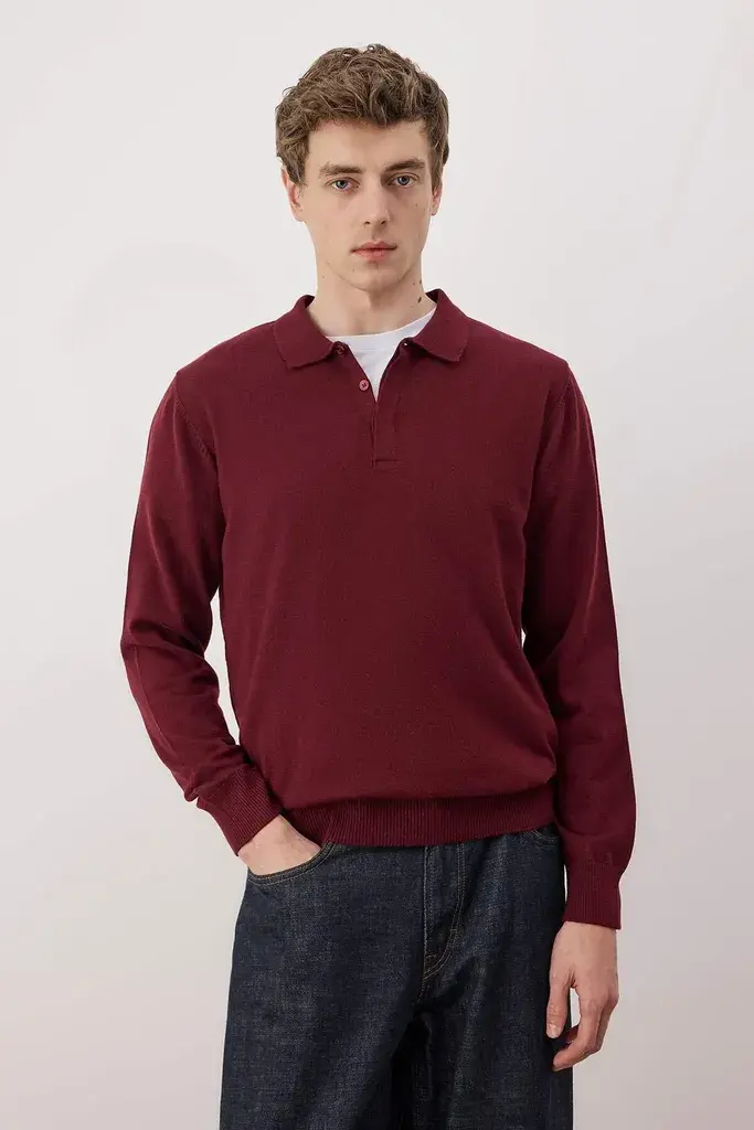 Trendyol muški duks Tmnaw26Kz00009, burgundac-bordo