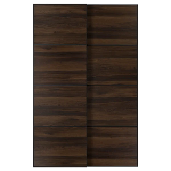 Par kliznih vrata, crna/dvostrano efekat tamnobraon hrastovine, 150x236 cm