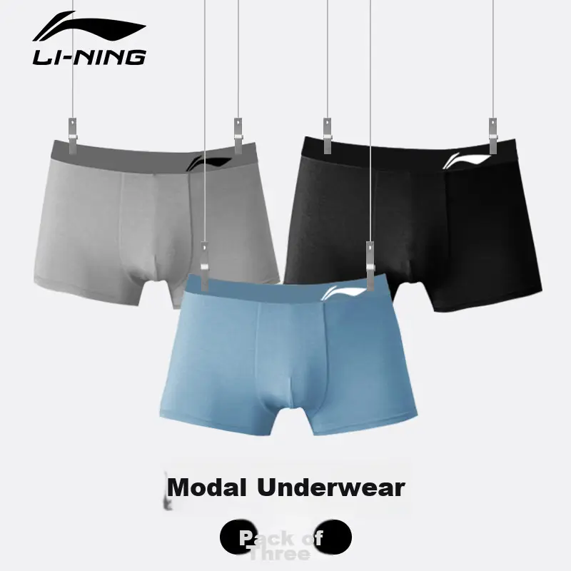 Li-Ning Muške bokserice, 3 para, Crne