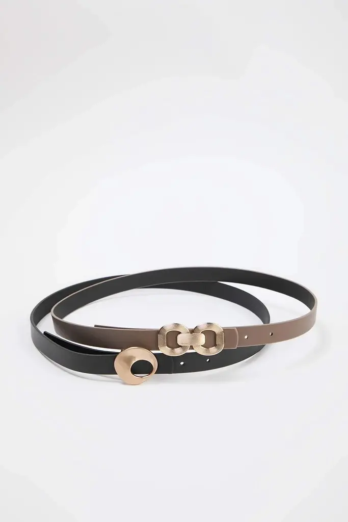 Trendyol ženski set pojas Twoaw26Ke00032, Crna-Mink / Crna
