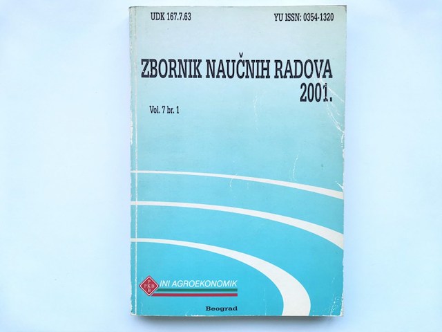 Zbornik naučnih radova 2001. Vol. 7 br. 1