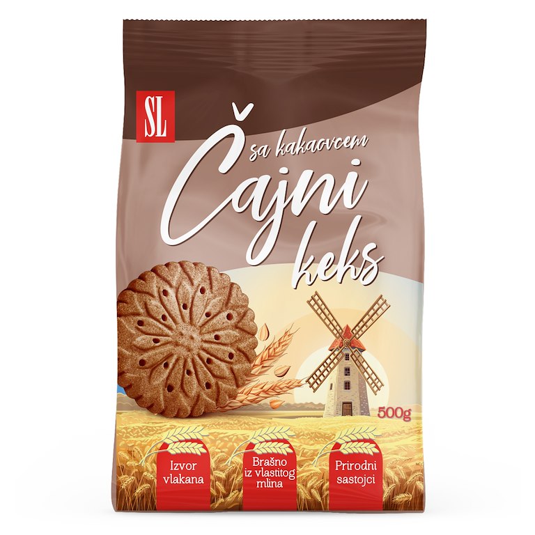 ČAJNI KEKS SA PEČENIM KAKAOVCEM 500G