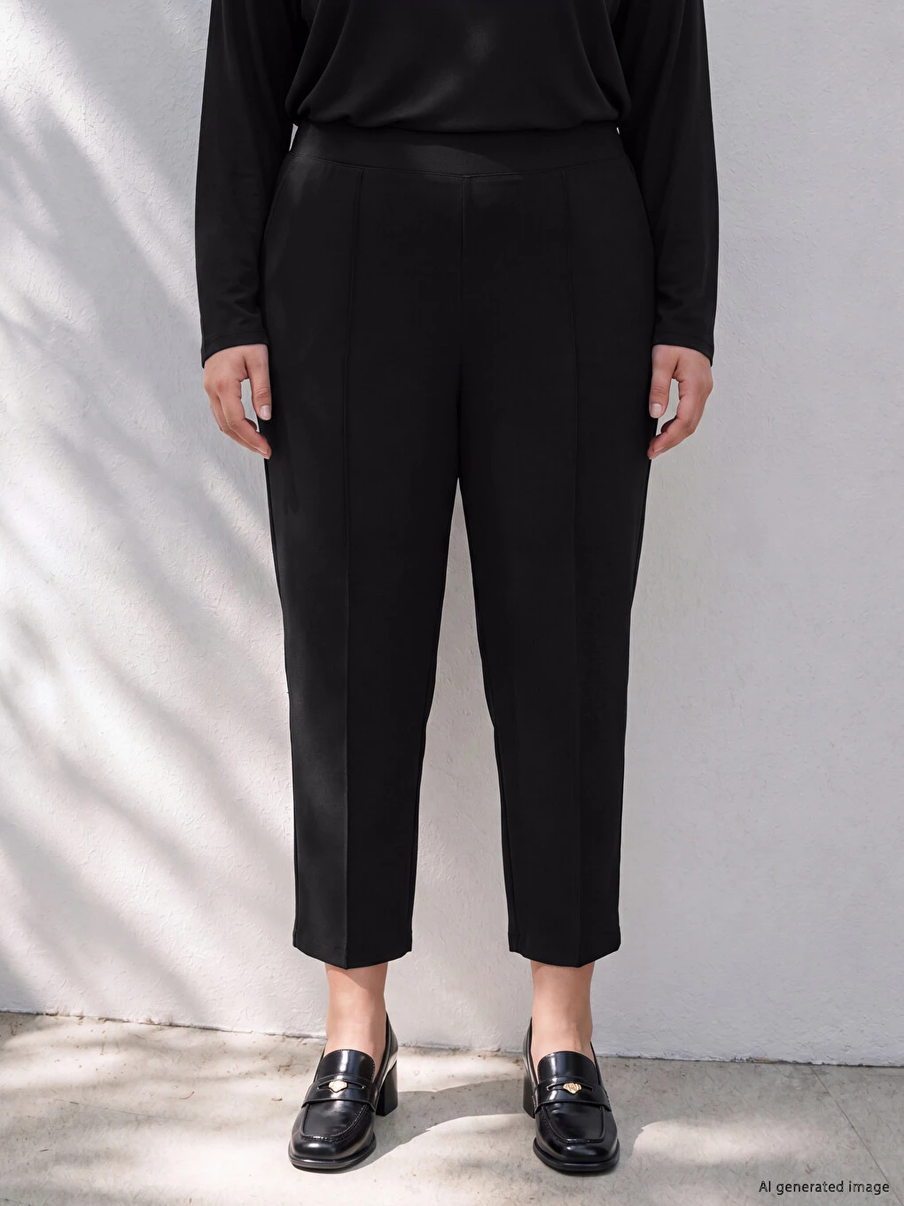 LCW Curve Ženske Plus Size Pantalone Sa Elastičnim Strukom