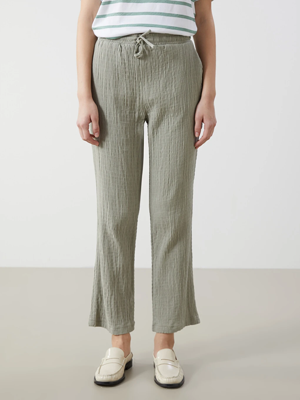 LCW Comfort Ženske teksturirane pantalone sa elastičnim strukom