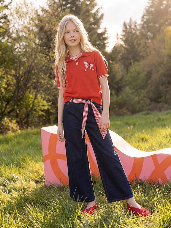 LCW Kids Farmerke Širokih Nogavica Sa Detaljem Vezivanja Za Devojčice