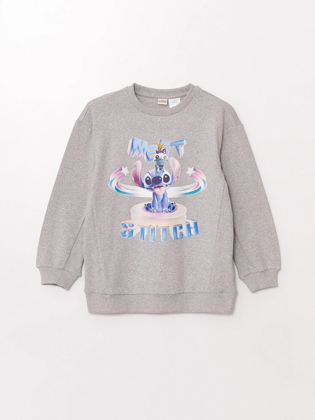 LCW Kids Dukserica sa okruglim izrezom, štampanim motivom Stitch, debela, za devojčice
