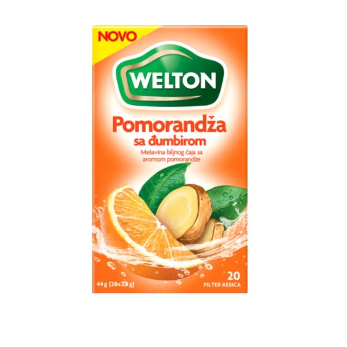 Welton Voćni čaj od pomorandže i đumbira, 44g, 20 kesica