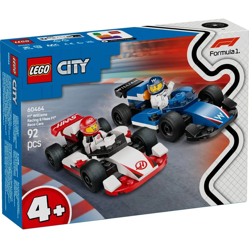 LEGO City F1 Williams racing i Haas F1 formule 60464, Uzrast 4+