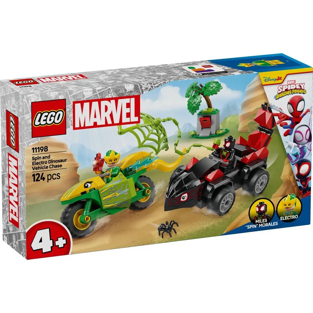 LEGO Marvel Jurnjava Spina i Elektra Dinosaur- Vozilima 11198, Uzrast 4+