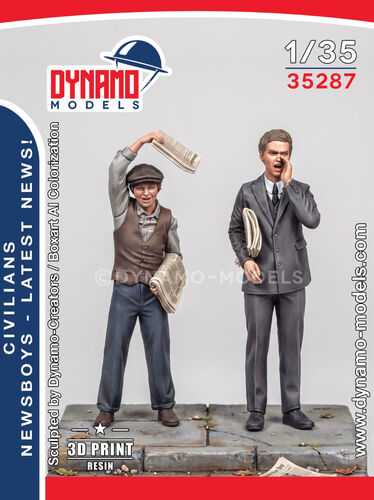 NEW! Dynamo-Models 35287 Civilians - The Newsboys "Latest News!" (2 Figures / 3D-Printed)