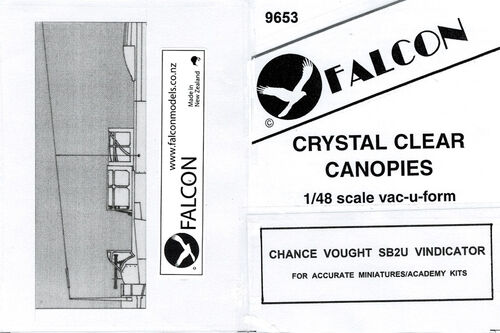 NEW! Falcon Model 9653 Vought SB2U Vindicator - Crystal Clear Canopies (for Academy and Accurate Miniatures Kits)