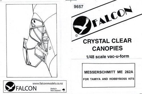 NEW! Falcon Model 9657 Messerschmitt Me-262 A-1 - Crystal Clear Canopies (for Hobby Boss and Tamiya Kits)