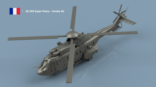 L'Arsenal 2.0 3D700341 Eurocopter AS-332 Super Puma - Armee de l'Air (4 Helicopters / 3D-Printed)