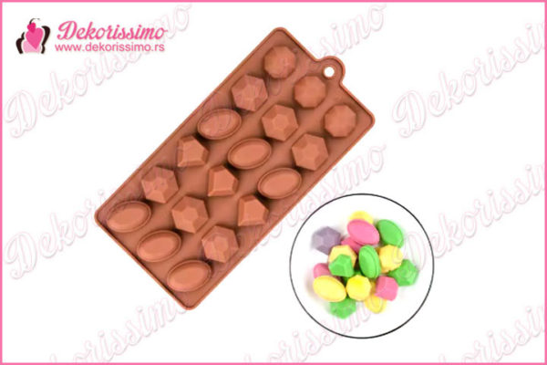 Silikonska modla za praline različiti dijamanti – K6300